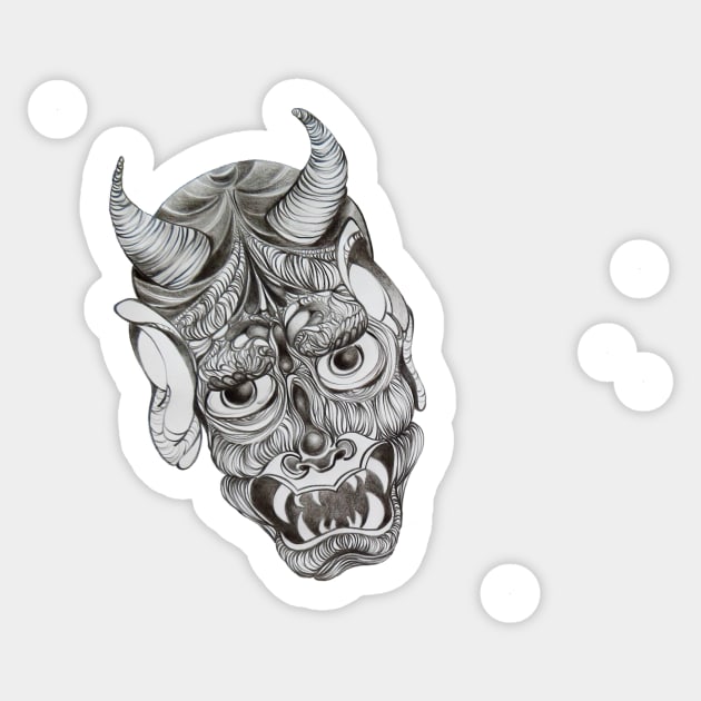 Black and White Drawing of a Devil. - Caroberte - Sticker | TeePublic